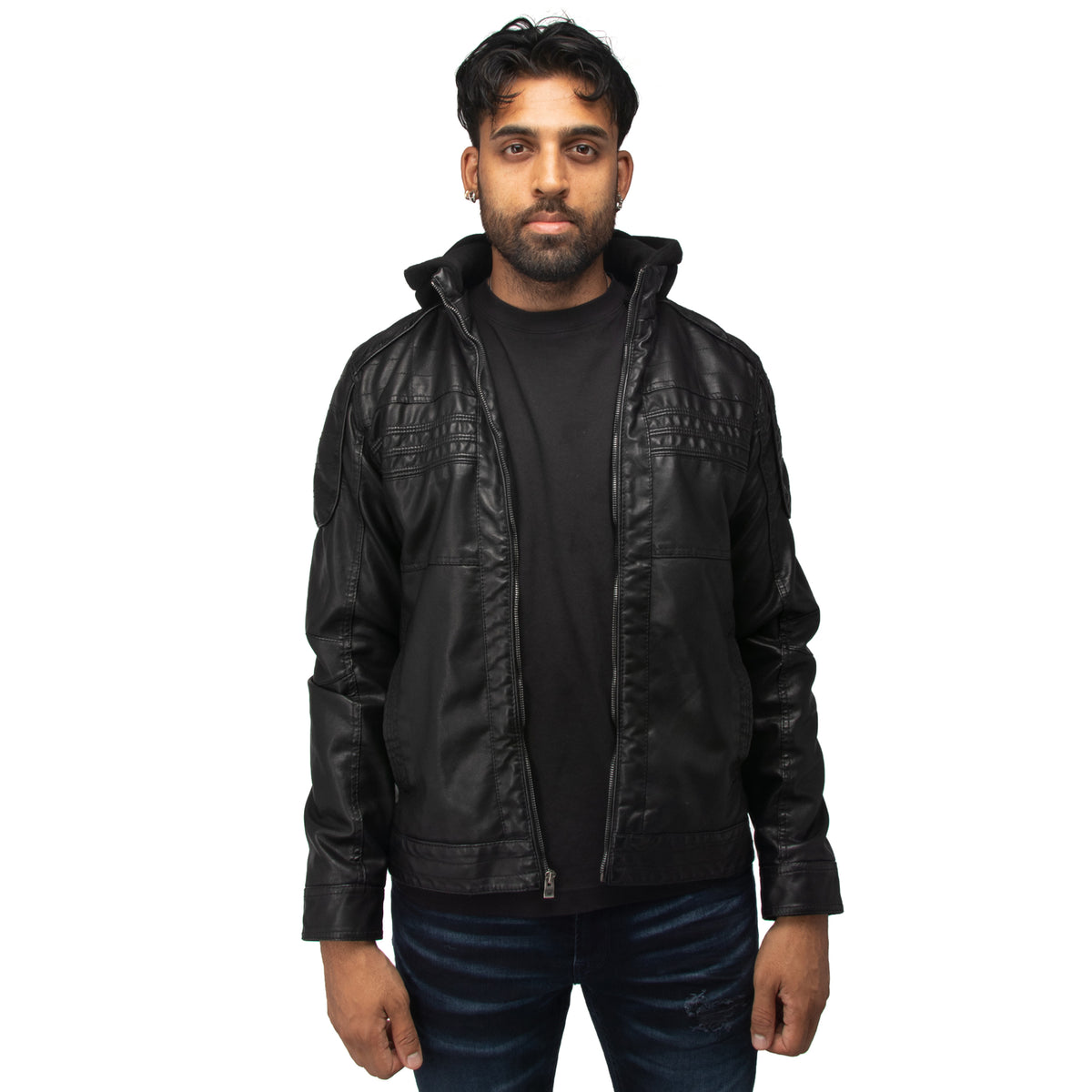 X RAY Leather Jacket Men | Leather Motorcycle Jacket | Hooded Leather ...
